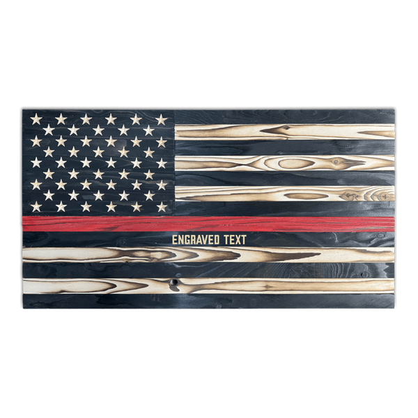 Signature Character Grain Wooden American Flag (Thin Red Line/Medium ...